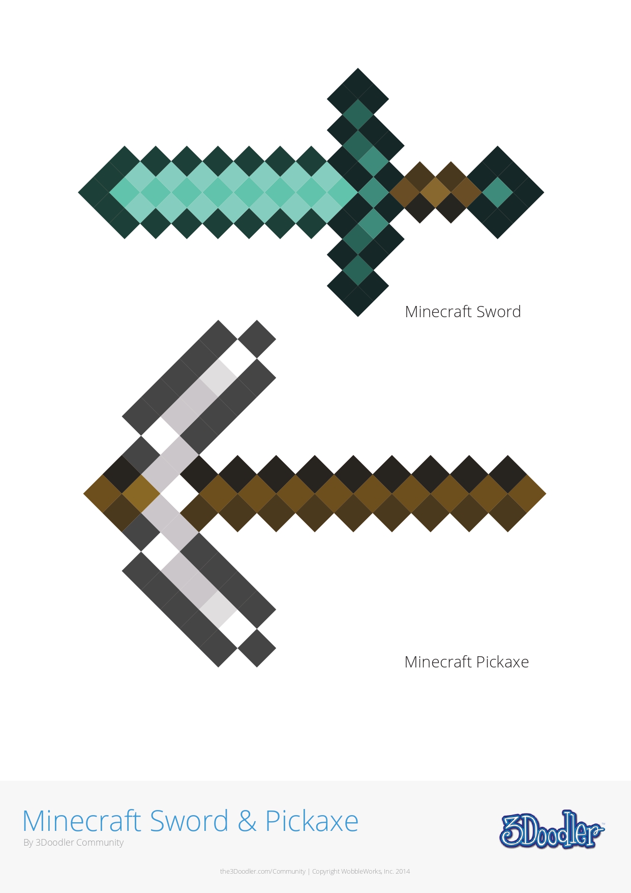 Minecraft Sword Pickaxe 3D Pen Creation Library